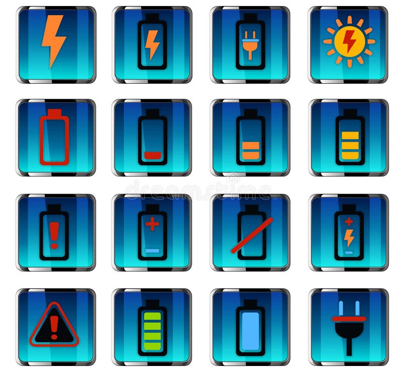 Battery icon set stock illustration. Illustration of lithium - 88135604