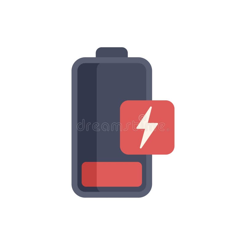 Battery Icon Showing Low Battery Warning Sign Stock Illustration ...