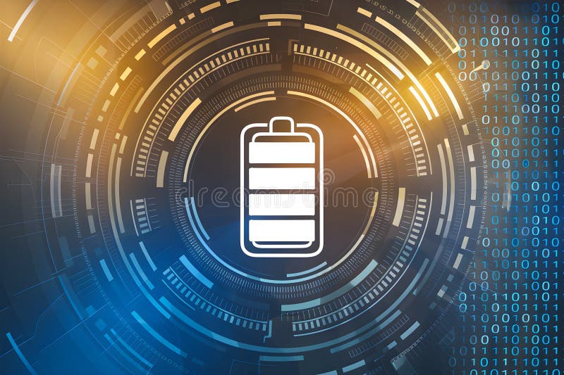 Battery Icon Surrounded by Circular Patterns, Blue-orange Gradient ...