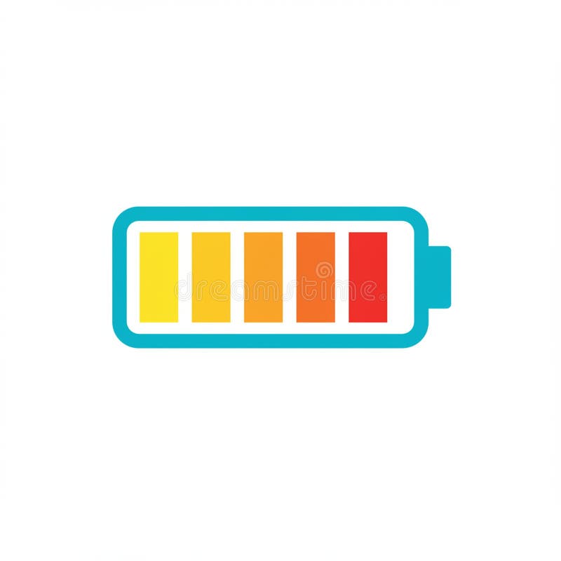 Battery Icon with a Turquoise Outline Featuring Five Vertical Bars ...
