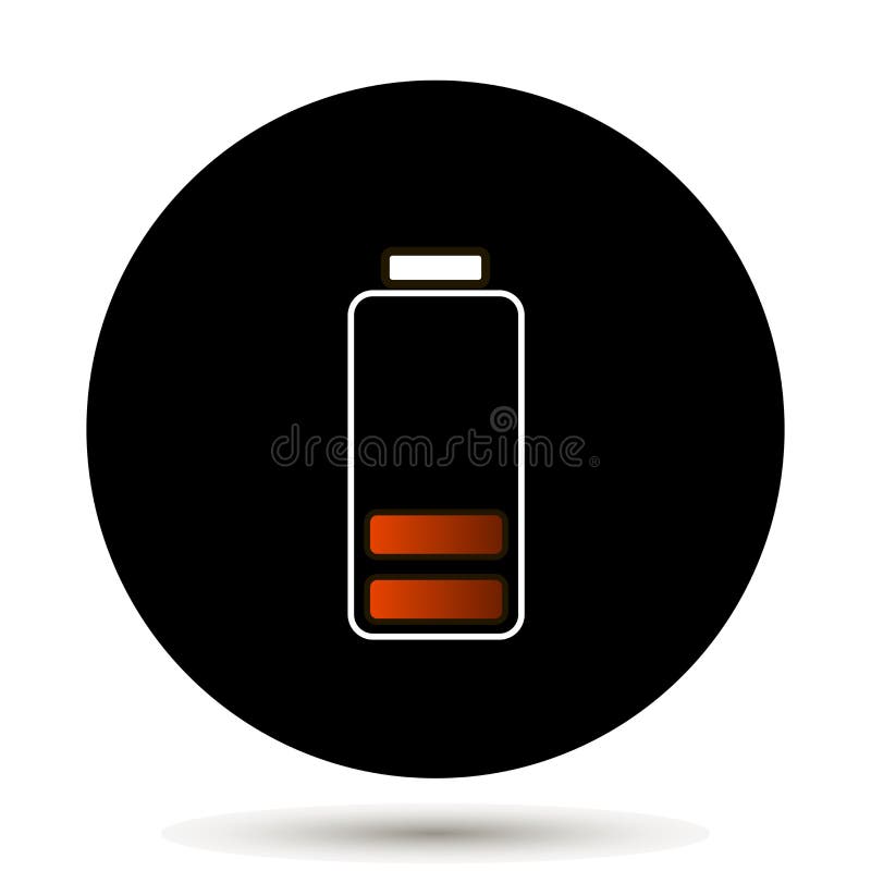 Battery Icon Vector on Black Background. Symbols of Battery Low Stock ...