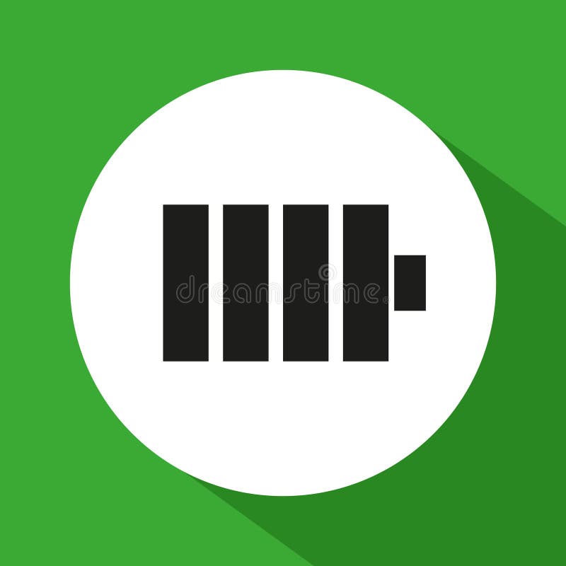 Battery Icon Vector. Full Charge Symbol. White Circle Background. Green ...
