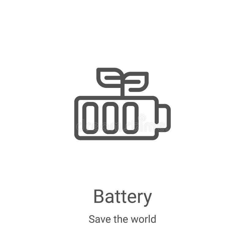 Battery Icon Vector from Save the World Collection. Thin Line Battery ...