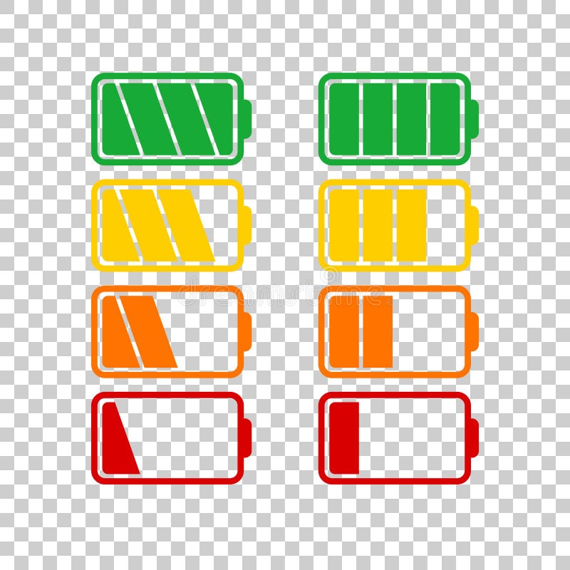 Vector Symbols of Battery Level Indicator Stock Vector - Illustration ...