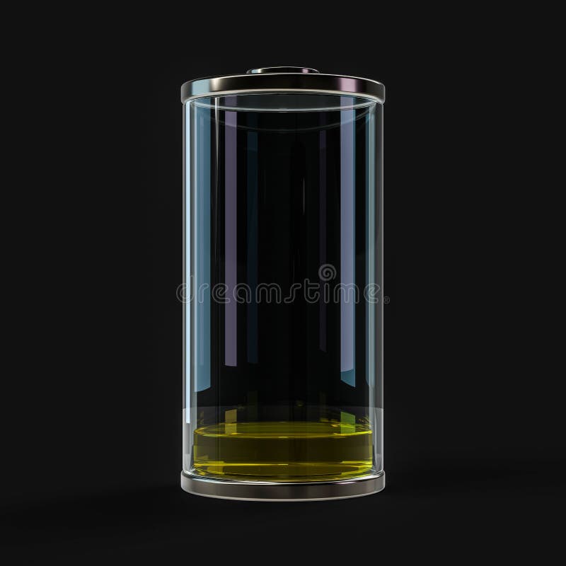 Battery Icon with Yellow Charge Indicator. 3D Stock Illustration ...