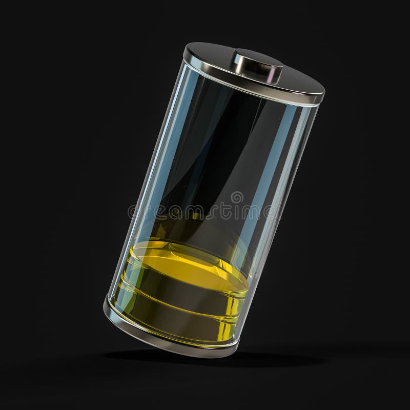 Battery Icon with Yellow Charge Indicator. 3D Stock Illustration ...