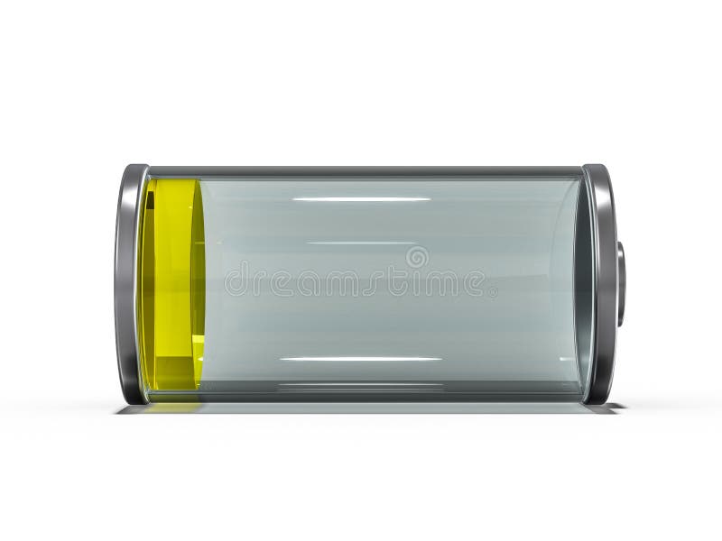 Battery Icon with Yellow Charge Indicator. 3D Stock Illustration ...
