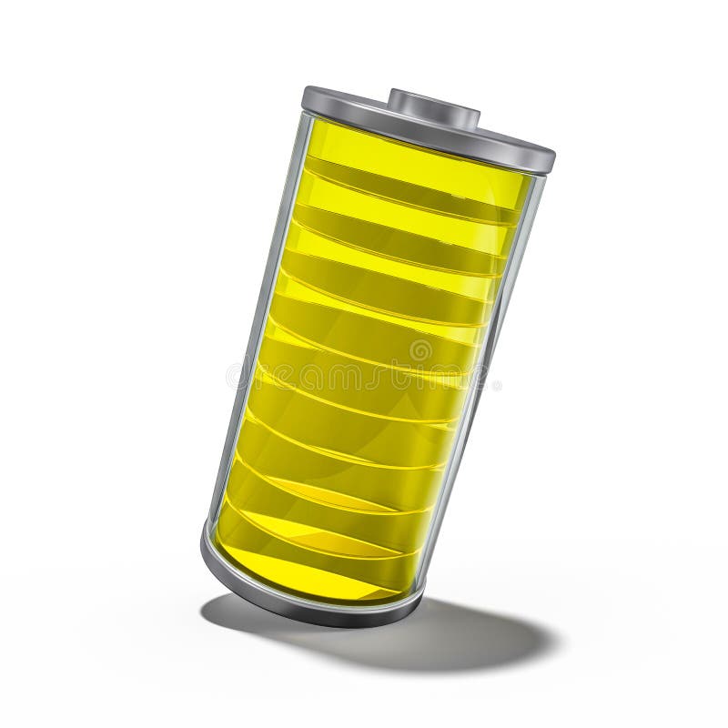 Battery Icon with Yellow Charge Indicator. 3D Stock Illustration ...