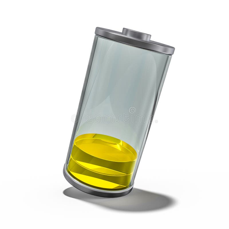 Battery Icon with Yellow Charge Indicator. 3D Stock Illustration ...