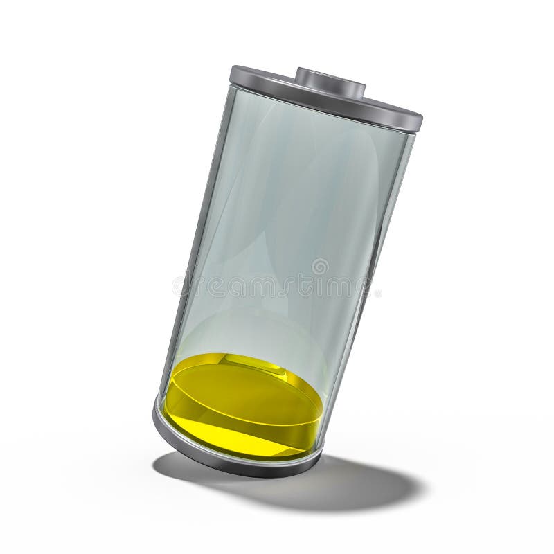 Battery Icon with Yellow Charge Indicator. 3D Stock Illustration ...