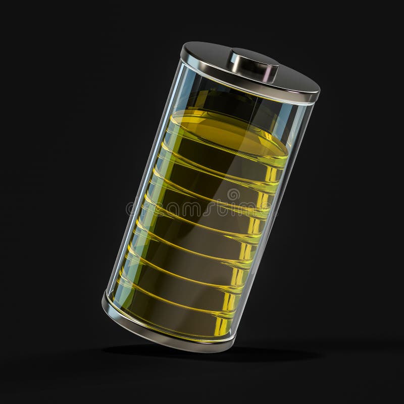 Battery Icon with Yellow Charge Indicator. 3D Stock Illustration ...