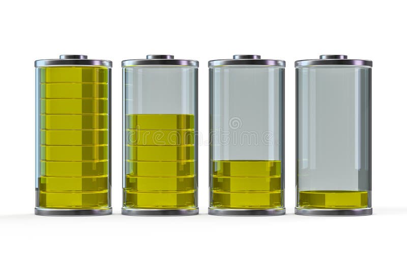 Battery Icon with Yellow Charge Indicator. 3D Stock Illustration ...