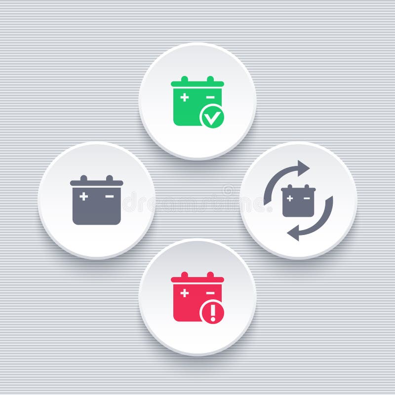 Battery Icons, Battery Replacement, Warning Sign Stock Vector ...