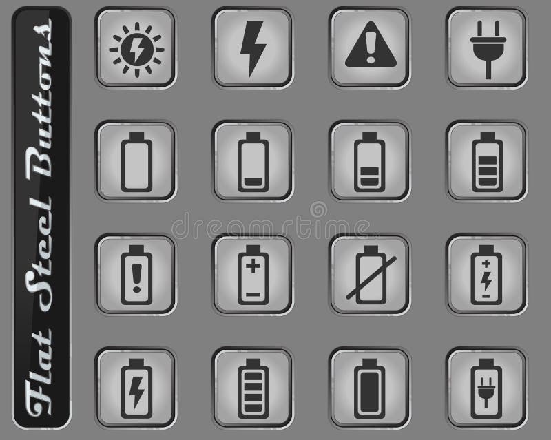 Battery icons set stock vector. Illustration of icon - 132573513