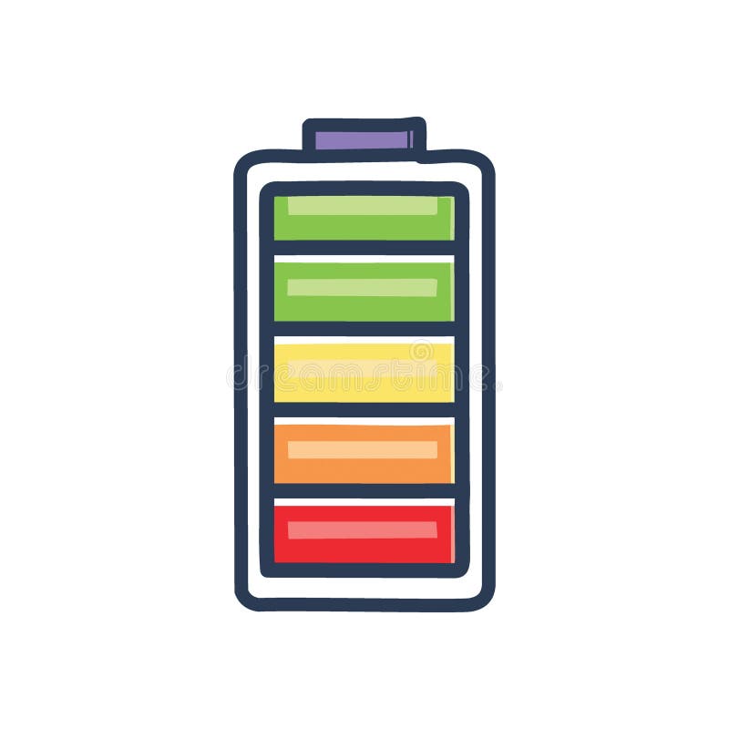 Battery Indicator. Colorful Battery Level Indicator Showing Full Charge ...