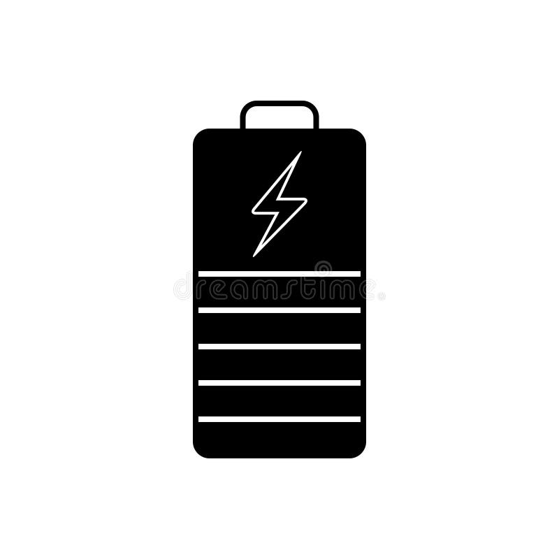 Black Solid Icon for Battery Indicator, Powerful and Electricity Stock ...