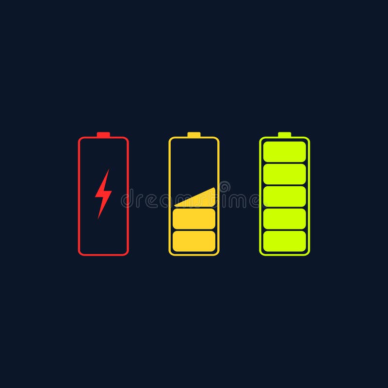 Battery Indicator Red Yellow Green Vector Stock Vector - Illustration ...