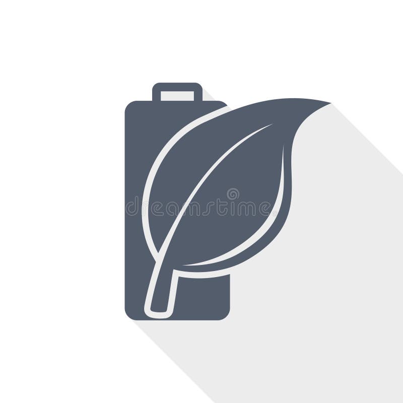 Battery with Leaf Vector Icon, Green Energy Concept Flat Design ...