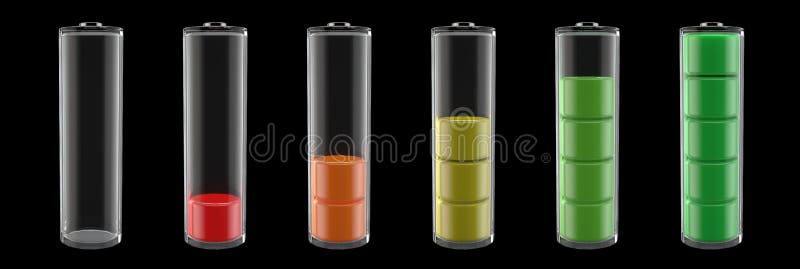 Battery Level from 0 To 100 Stock Illustration - Illustration of glass ...