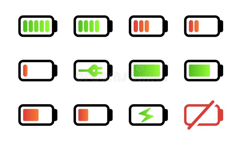 Vector Illustration of Battery Level Icon Set. Stock Vector ...