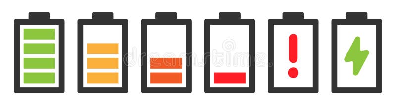 Battery Level Full To Empty Vector Illustration Set. Stock Illustration ...