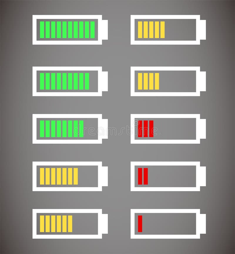 Battery Level Illustration Set Stock Vector - Illustration of full ...