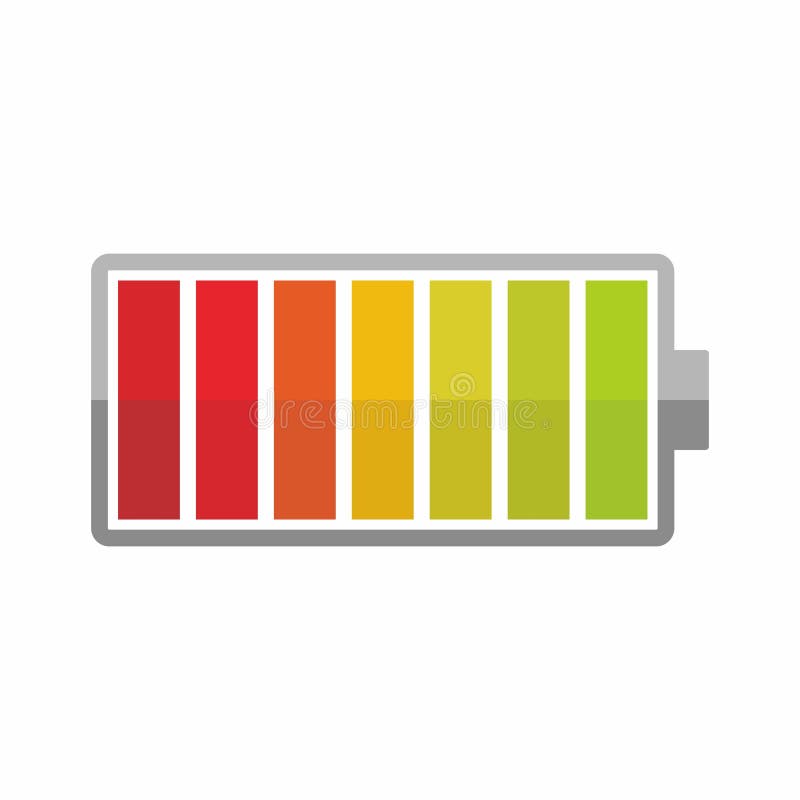 Battery Level Indicator Color Vector Illustration Cartoon Flat Design ...