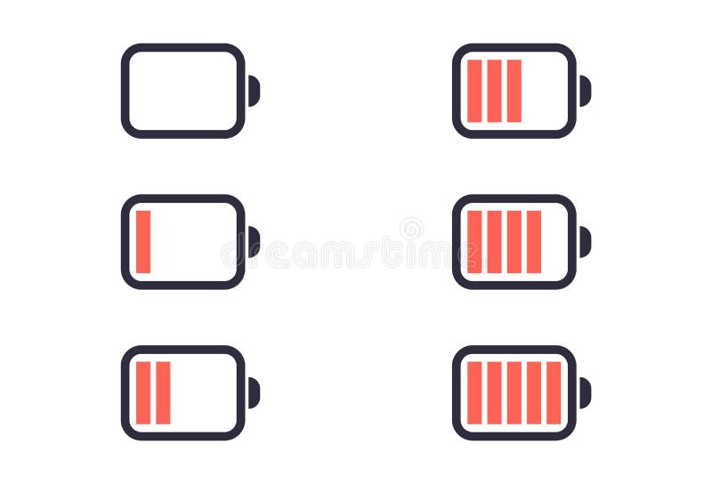 Battery Level Set. Vector Icons Color Set Stock Vector - Illustration ...