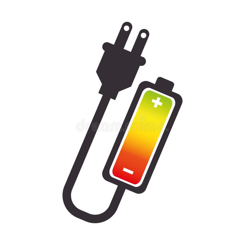 Battery Level with Wire Isolated Icon Stock Illustration - Illustration ...