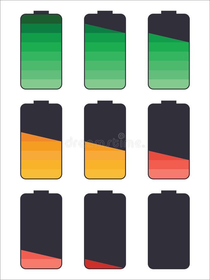 Battery life icon set stock vector. Illustration of fuel - 70552793
