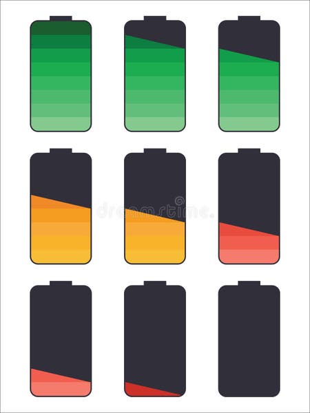Battery life icon set stock vector. Illustration of fuel - 70552793