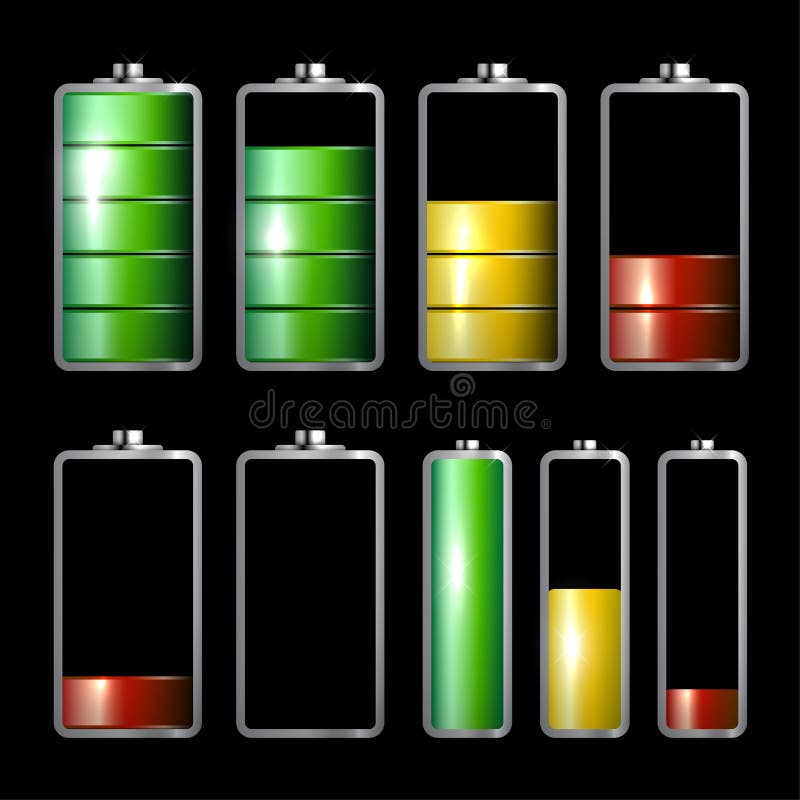 Battery Life Icons Set stock vector. Illustration of icon - 135870677