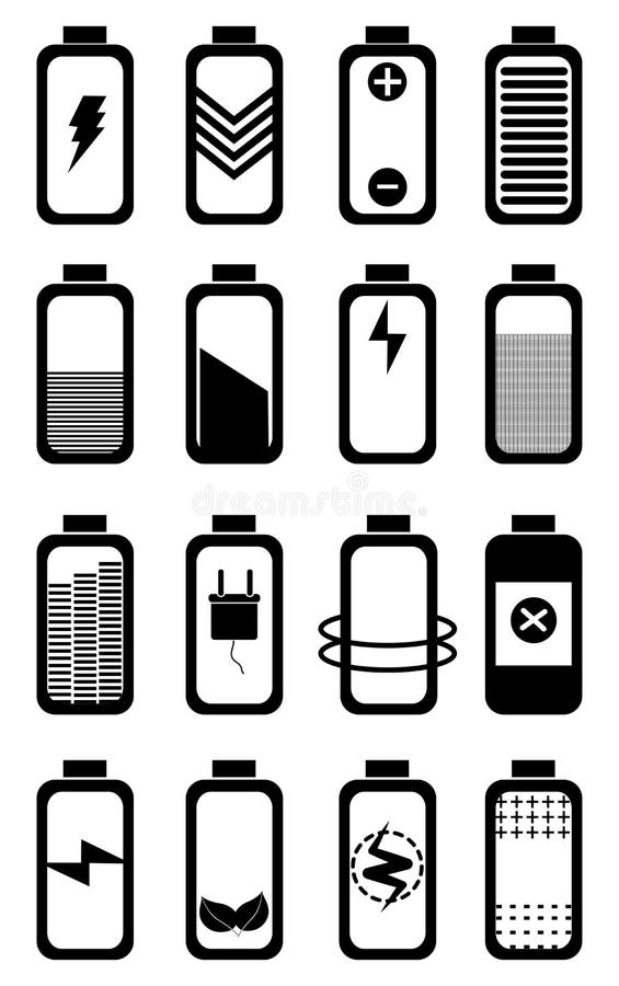 Battery life icon set stock vector. Illustration of fuel - 70552793