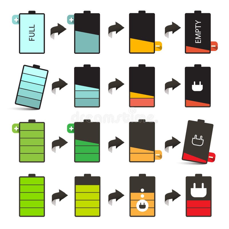 Battery Life Icons Set stock vector. Illustration of icon - 135870677