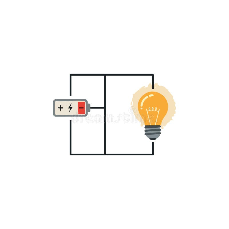 Battery and Light Bulb Simple Electrical Circuit Vector Illustration ...