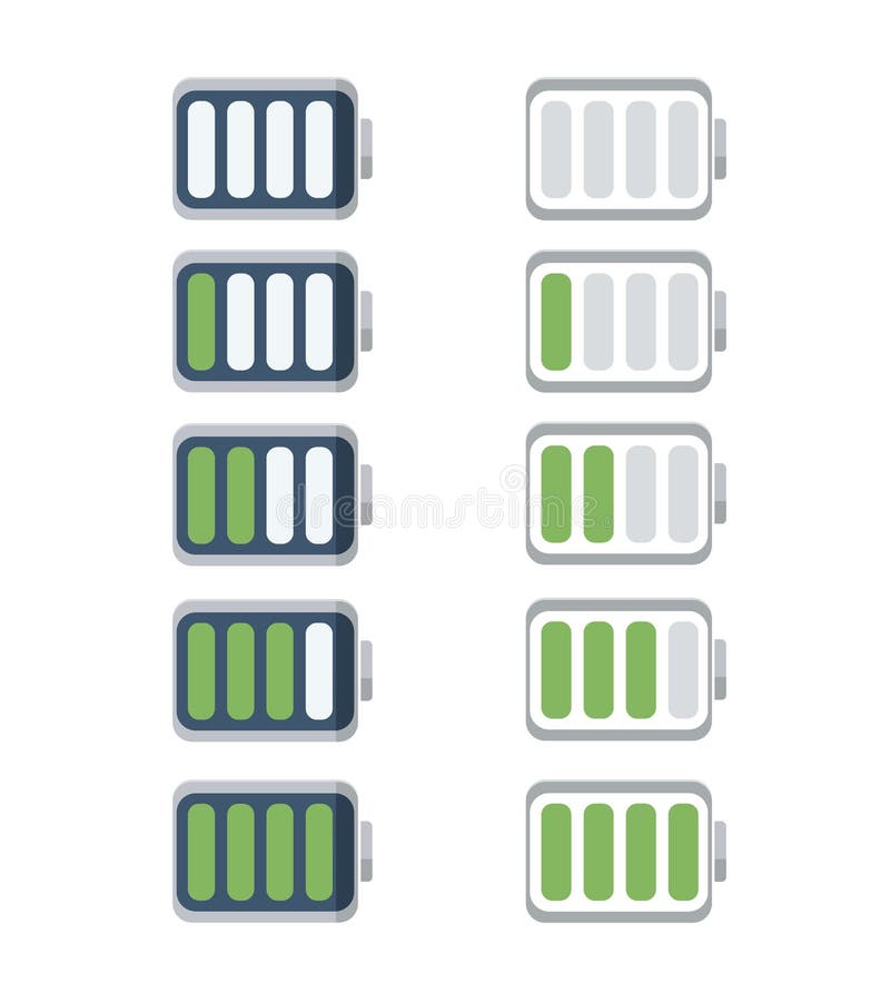 Battery Load Icon Set, Vector Flat Illustration Stock Vector ...