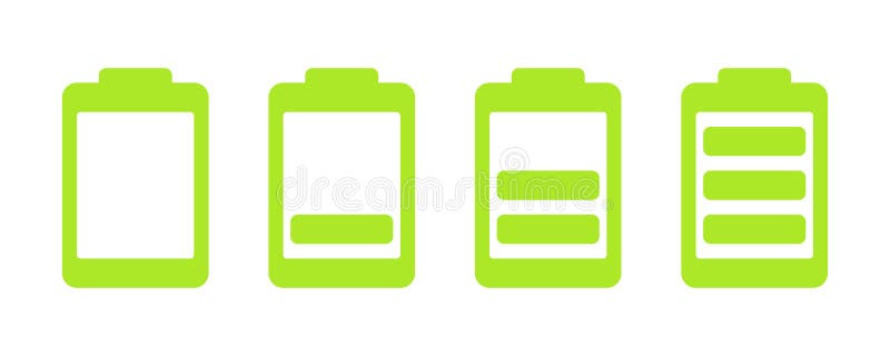 Battery Load Icons Set, Green Energy. Flat Style Stock Illustration ...