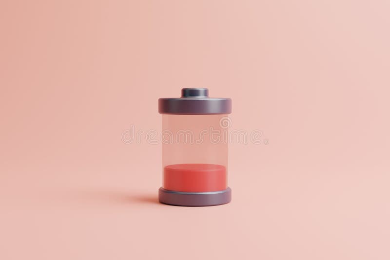 Battery with Low Charge on Light Pink Background Stock Illustration ...