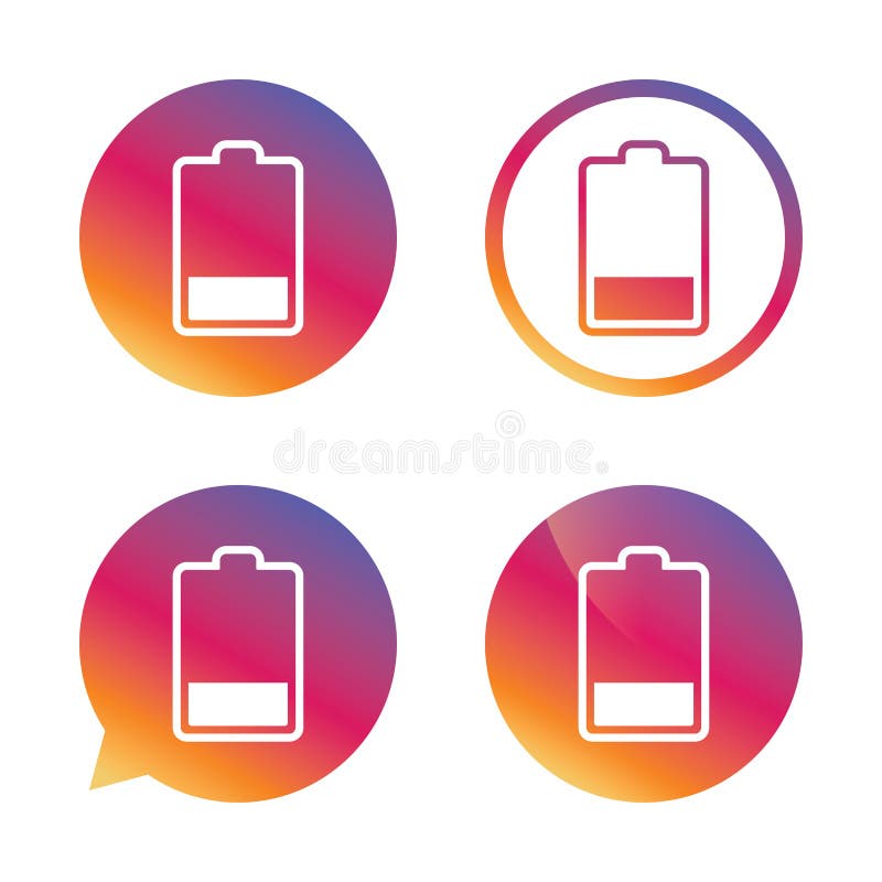 Battery Low Level Sign Icon. Electricity Symbol Stock Vector ...