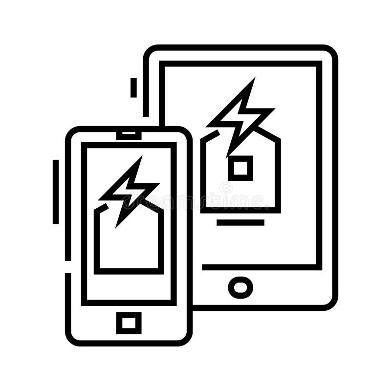 Battery Low Line Icon, Concept Sign, Outline Vector Illustration ...