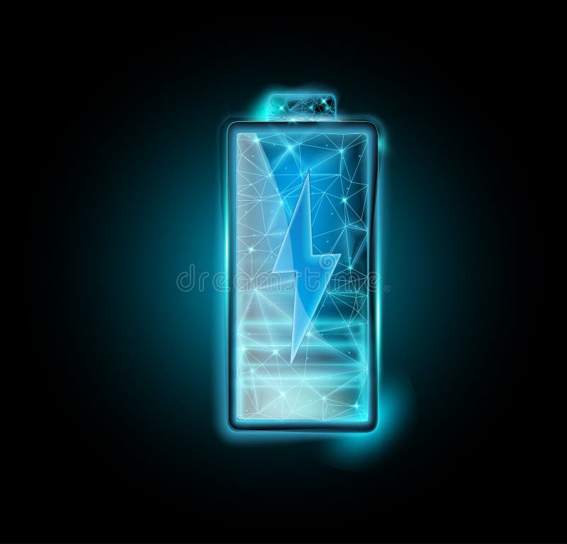 Battery Low Poly Charge Indicators Isolated on Background Stock ...