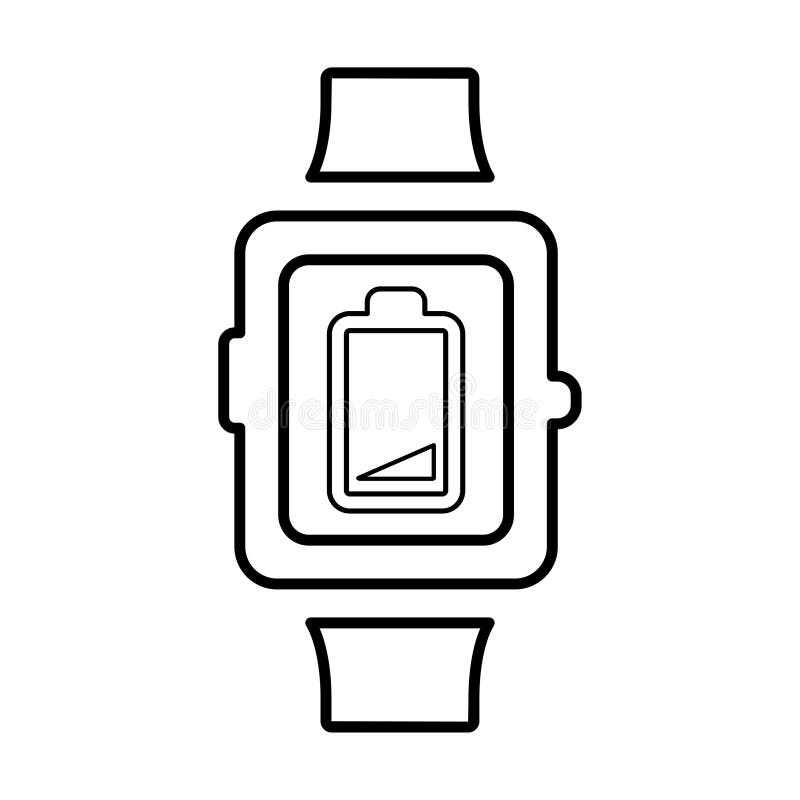 Battery Low Smart Watch Icon Stock Vector - Illustration of clock ...