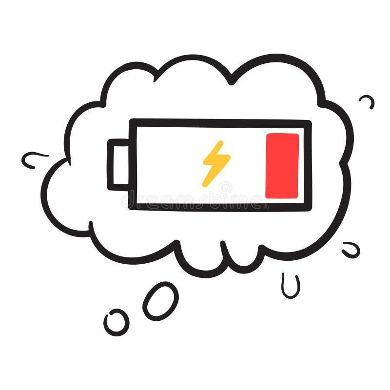 Battery Low in Thought Bubble Hand Drawn Doodle Stock Vector ...