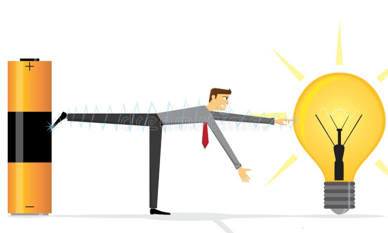 Battery,man and bulb stock vector. Illustration of person - 40347205