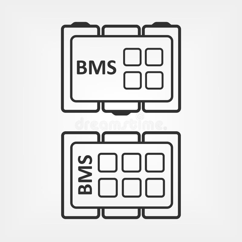 Battery Management System Outline Vector Icon. Flat BMS Sign ...