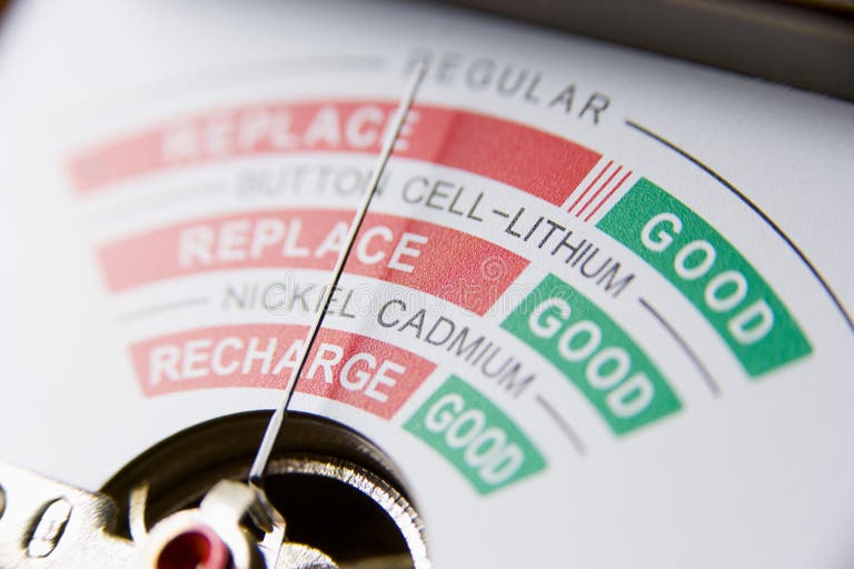 Battery Meter Reading Bad Battery Stock Image - Image of battery ...