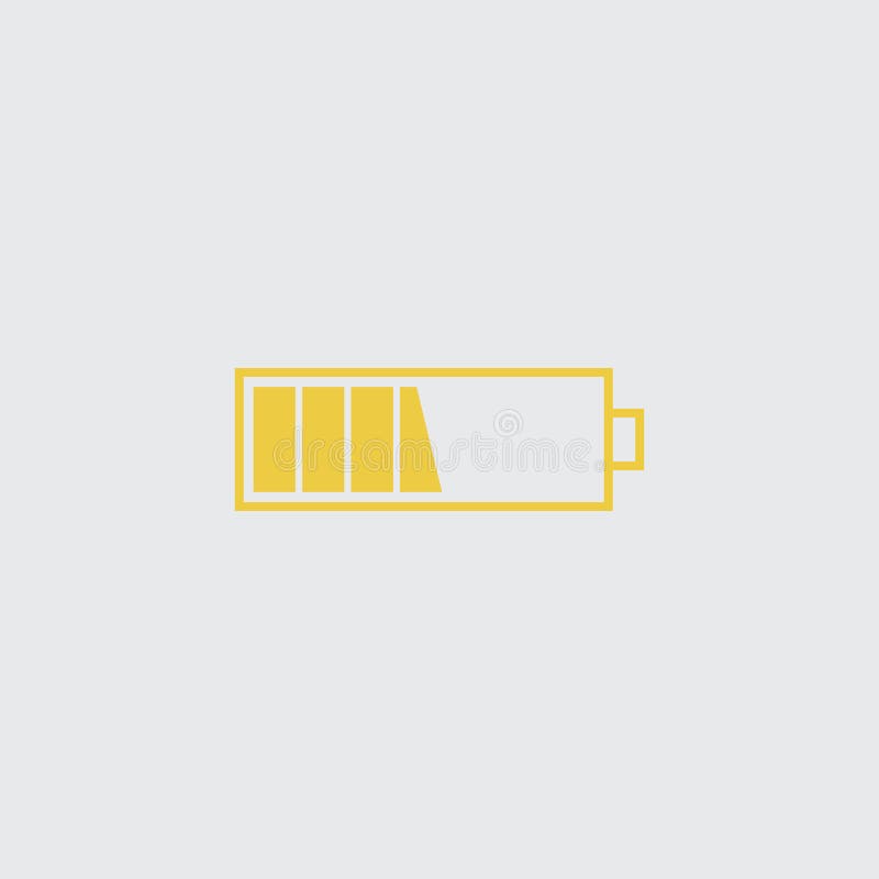 Battery Middle Icon. Yellow Isolated Symbol on a White Stock ...