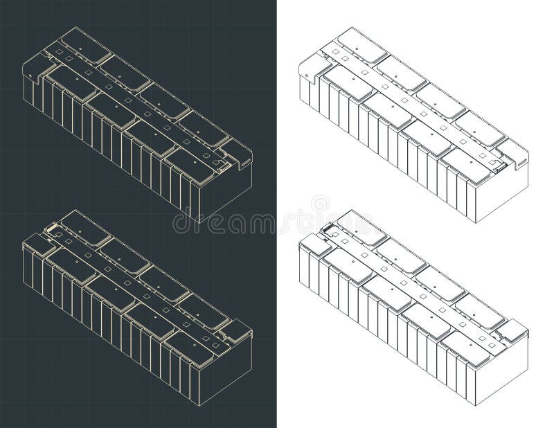 Battery Module Isometric Blueprint Stock Vector - Illustration of ...
