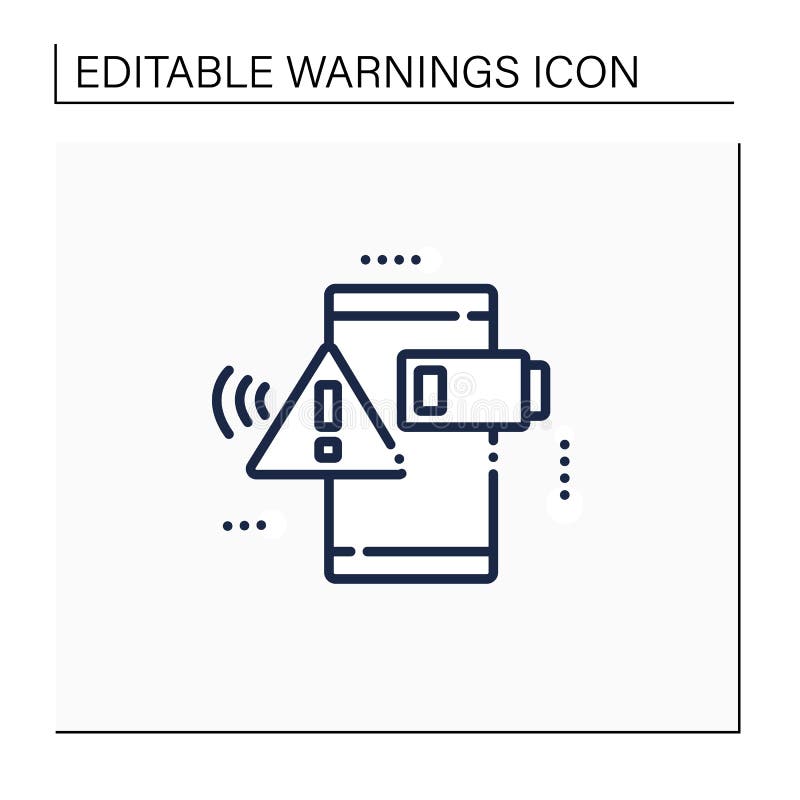 Battery Notification Line Icon Stock Vector - Illustration of error ...