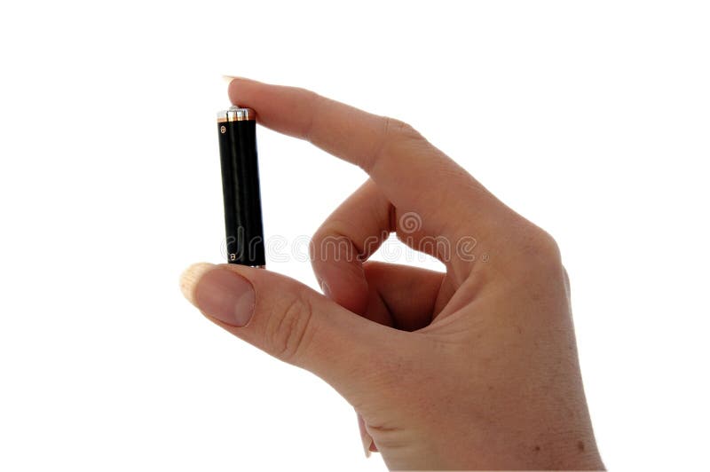 Battery - One Small AAA Battery - Held in Fingers Stock Image - Image ...